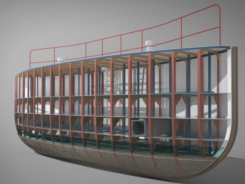 3D model, weight estimate and survey of historic caisson structure ...